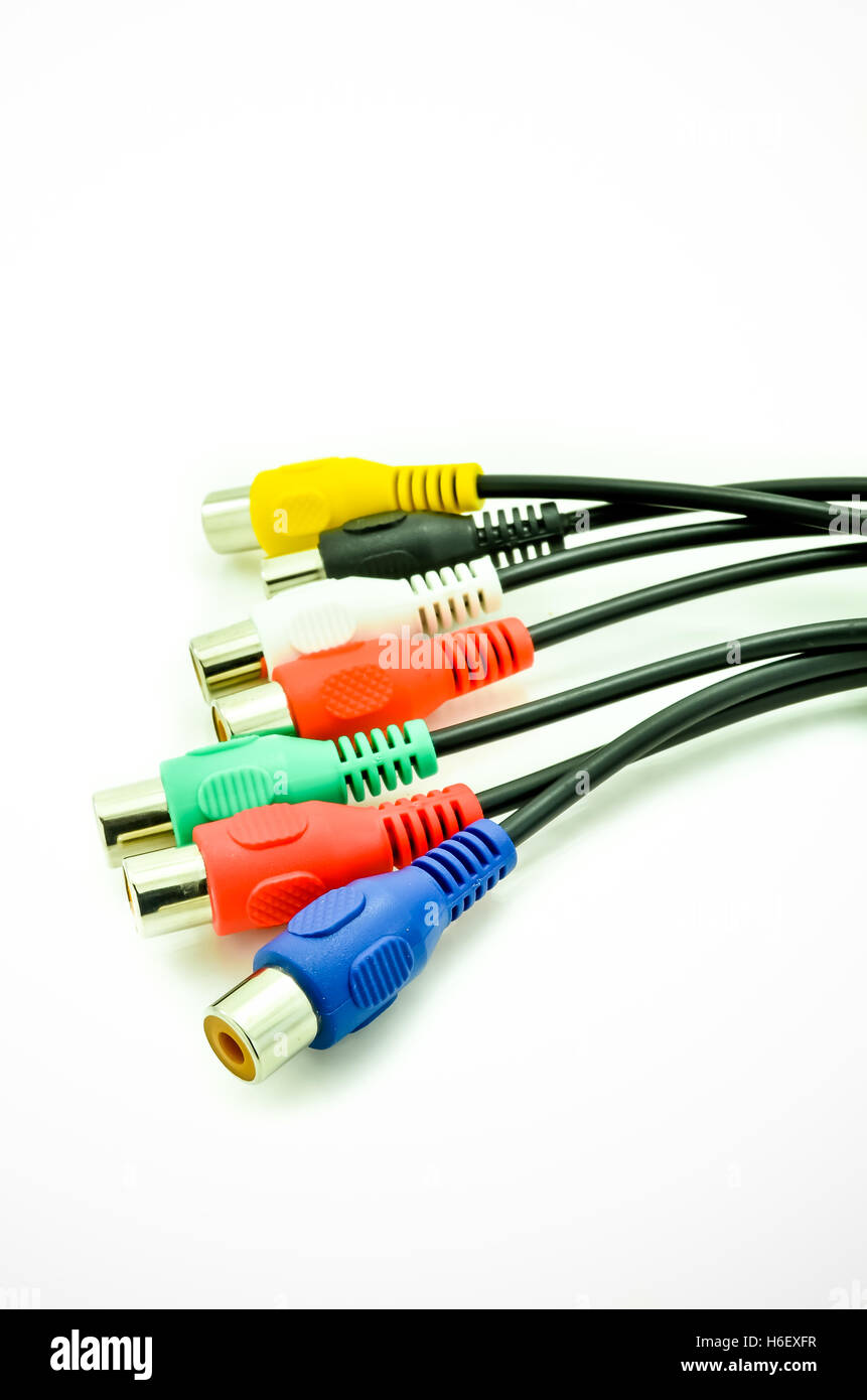 AV cable isolated on white background Stock Photo - Alamy