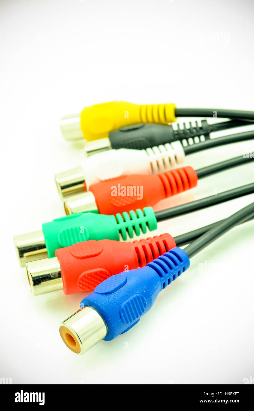 AV cable isolated on white background Stock Photo - Alamy