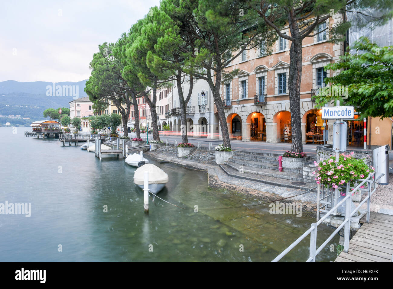Morcote, Switzerland - 5 October 2016: the village of Morcote on lake ...