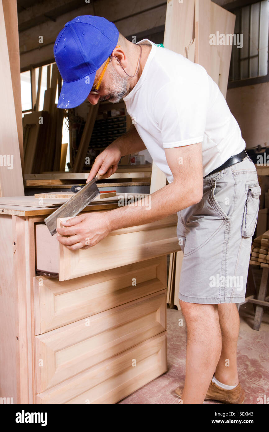 carpenter at work in a workshop Stock Photo - Alamy