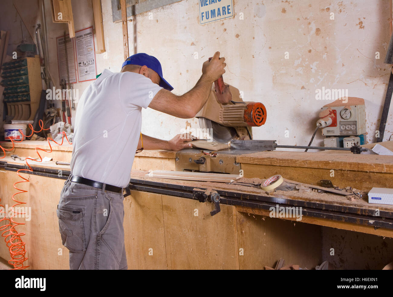 carpenter at work in a workshop Stock Photo - Alamy