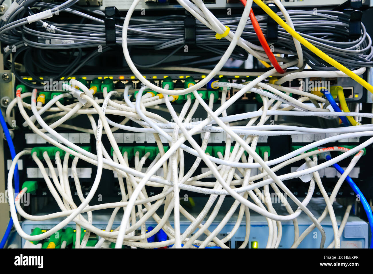 Network panel, switch and cable in data center Stock Photo - Alamy