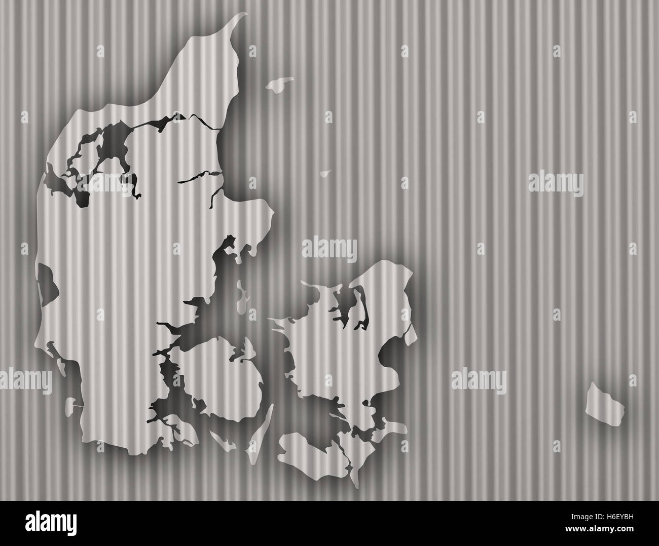Map of Denmark on corrugated iron Stock Photo - Alamy