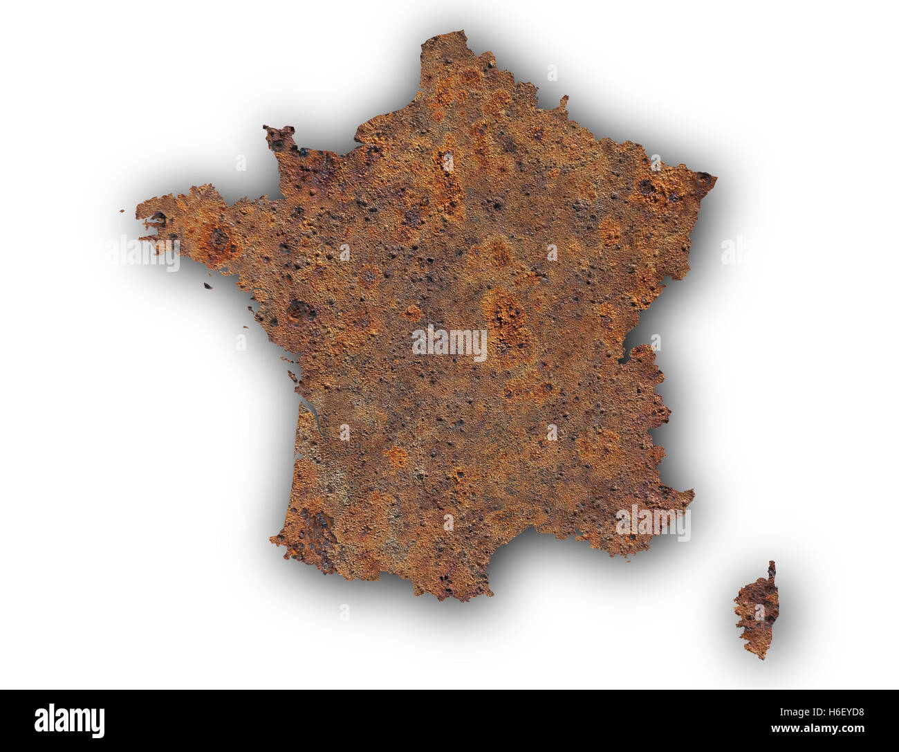 Map of France on rusty metal Stock Photo - Alamy
