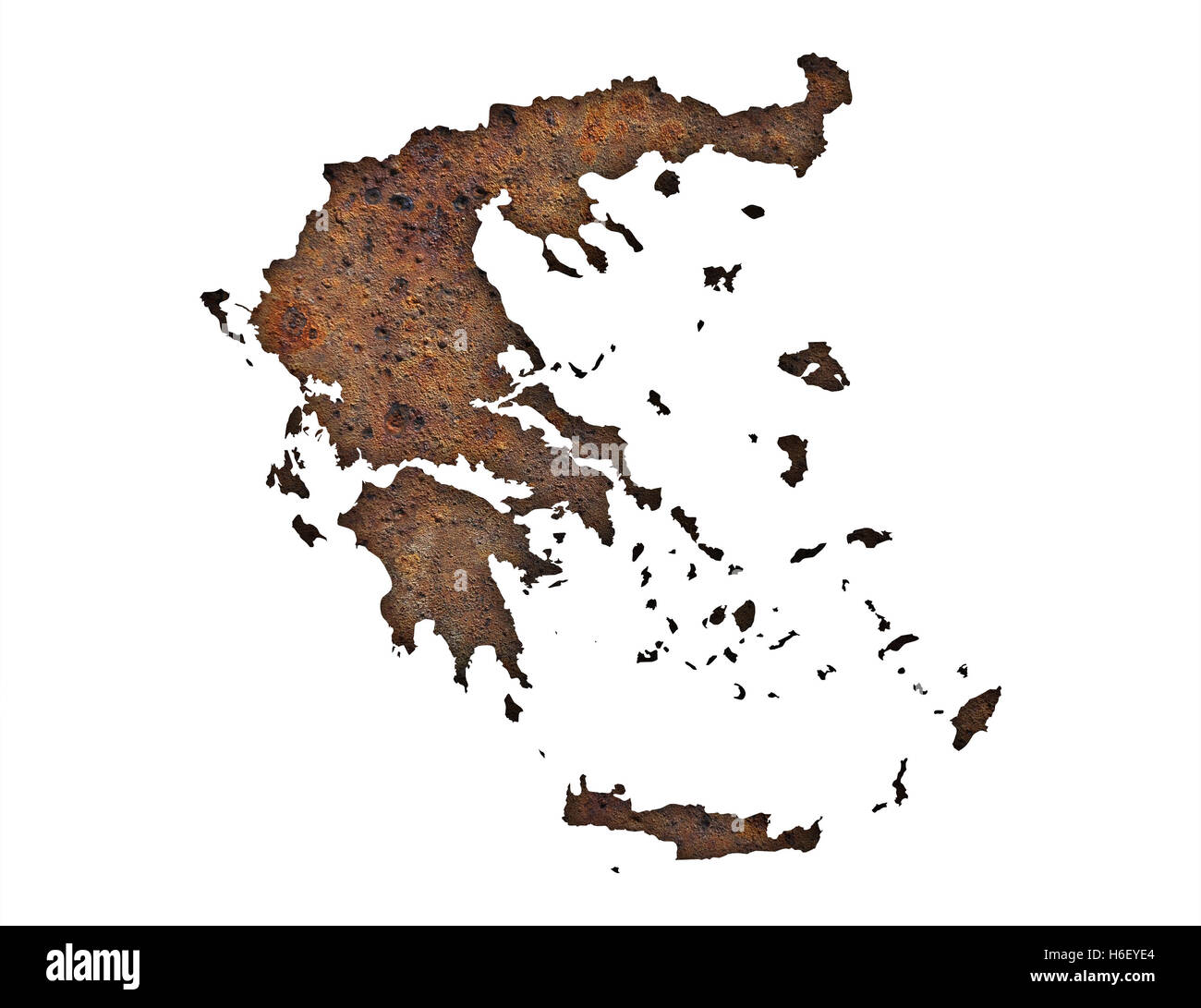 Map of Greece on rusty metal Stock Photo - Alamy