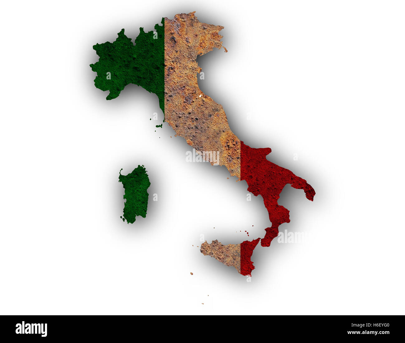 Map and flag of Italy on rusty metal Stock Photo - Alamy