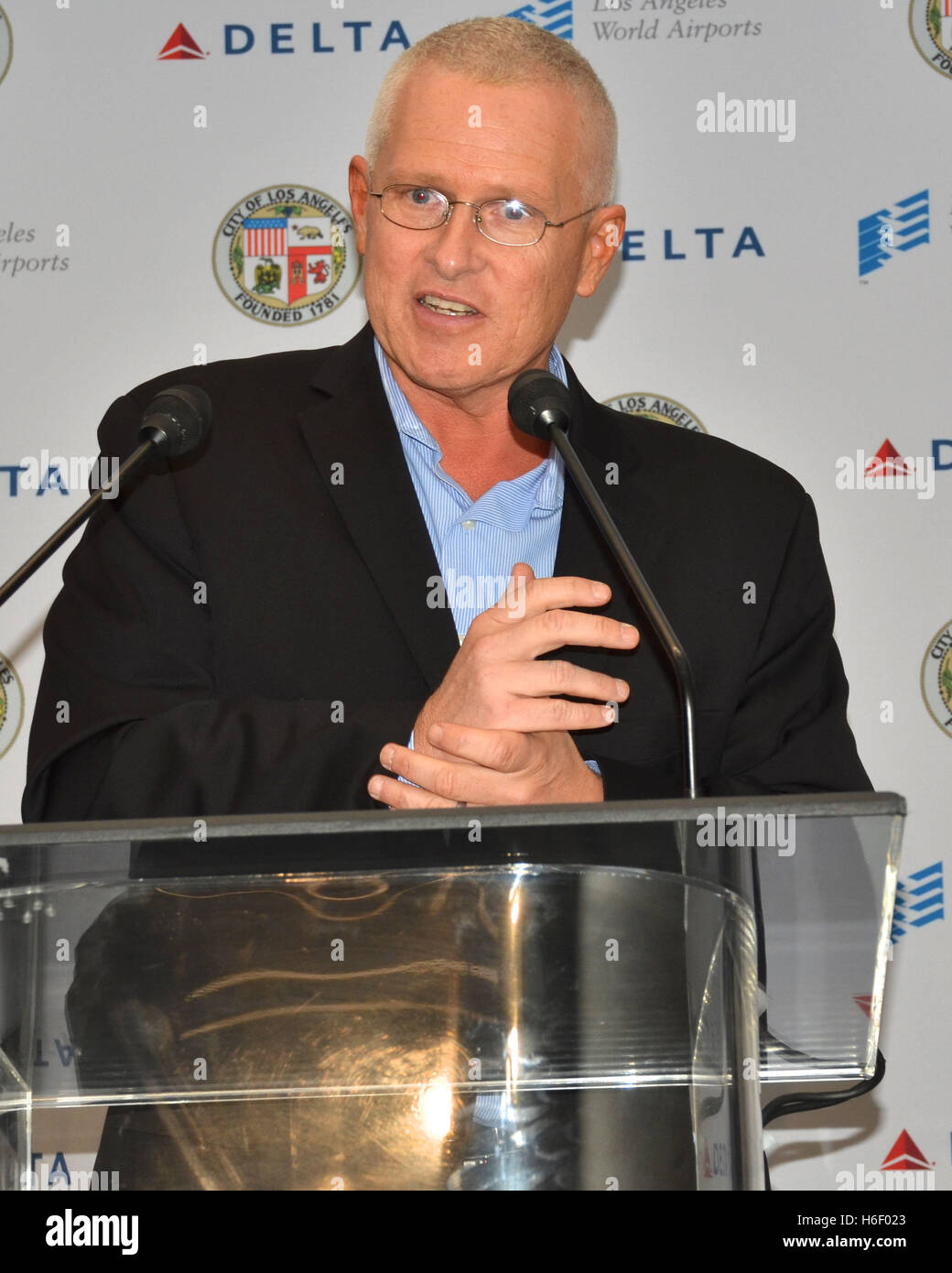 Mike Bonin at Delta Air Lines unveil at the $229 million overhaul of ...