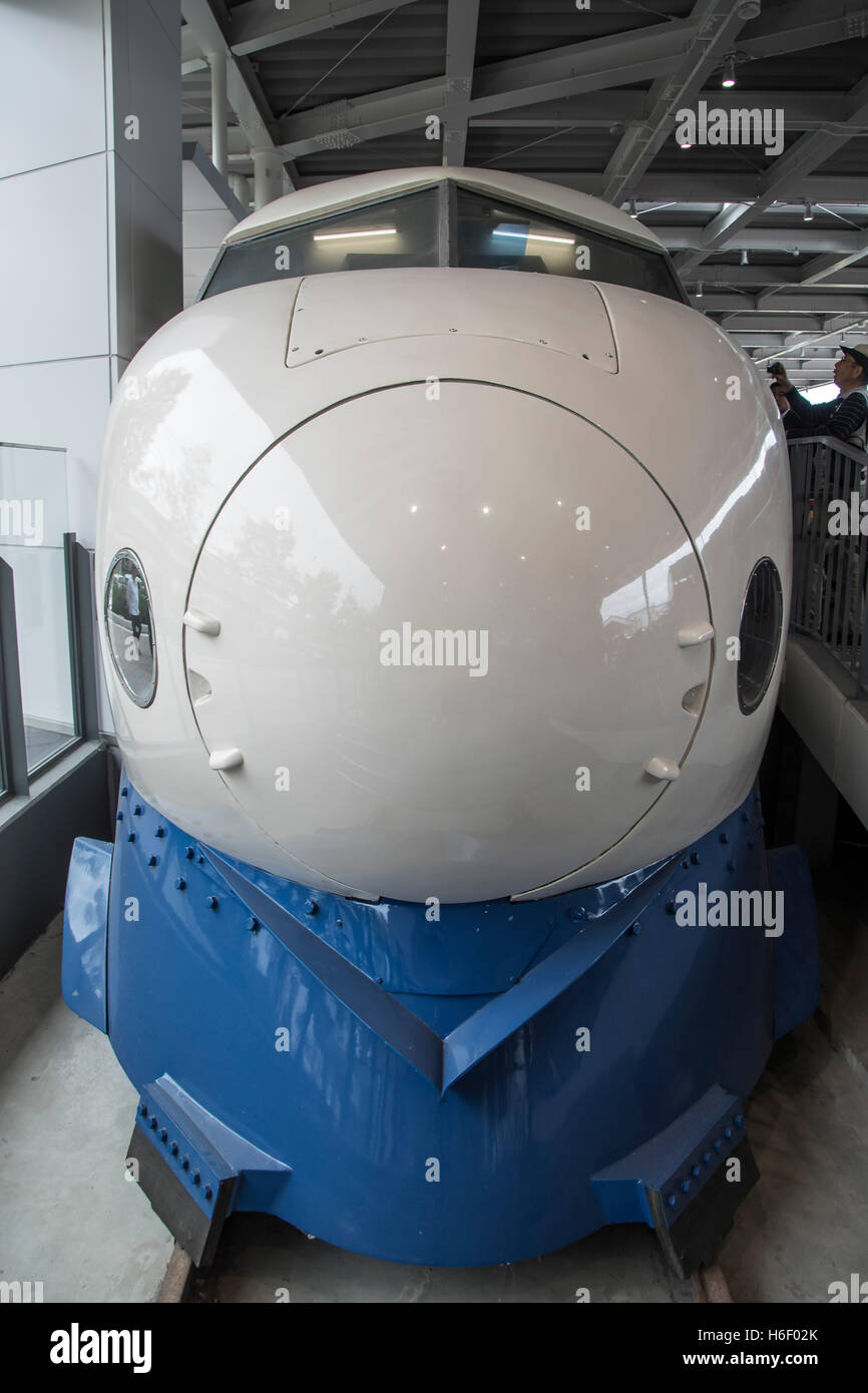 The first edition of the 0 Series Shinkansen on display at the Kyoto ...