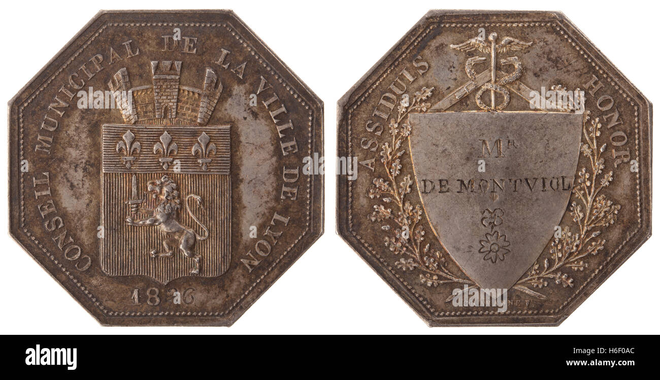 Silvers token, Rhone Alps. The Municipal Council of Lyon. France ...