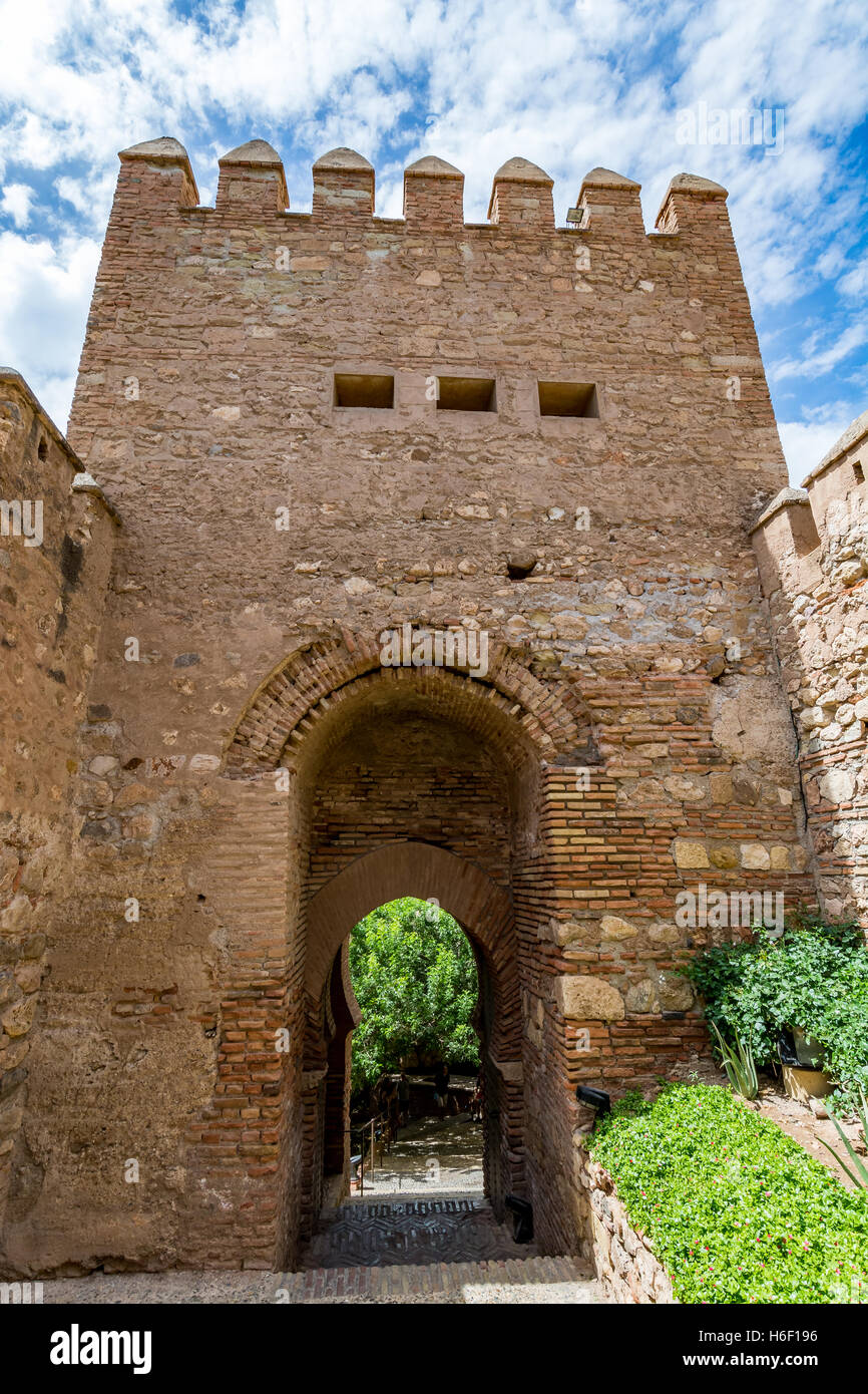 View of the main entrance/gate to the Almeria (Almería) castle ...