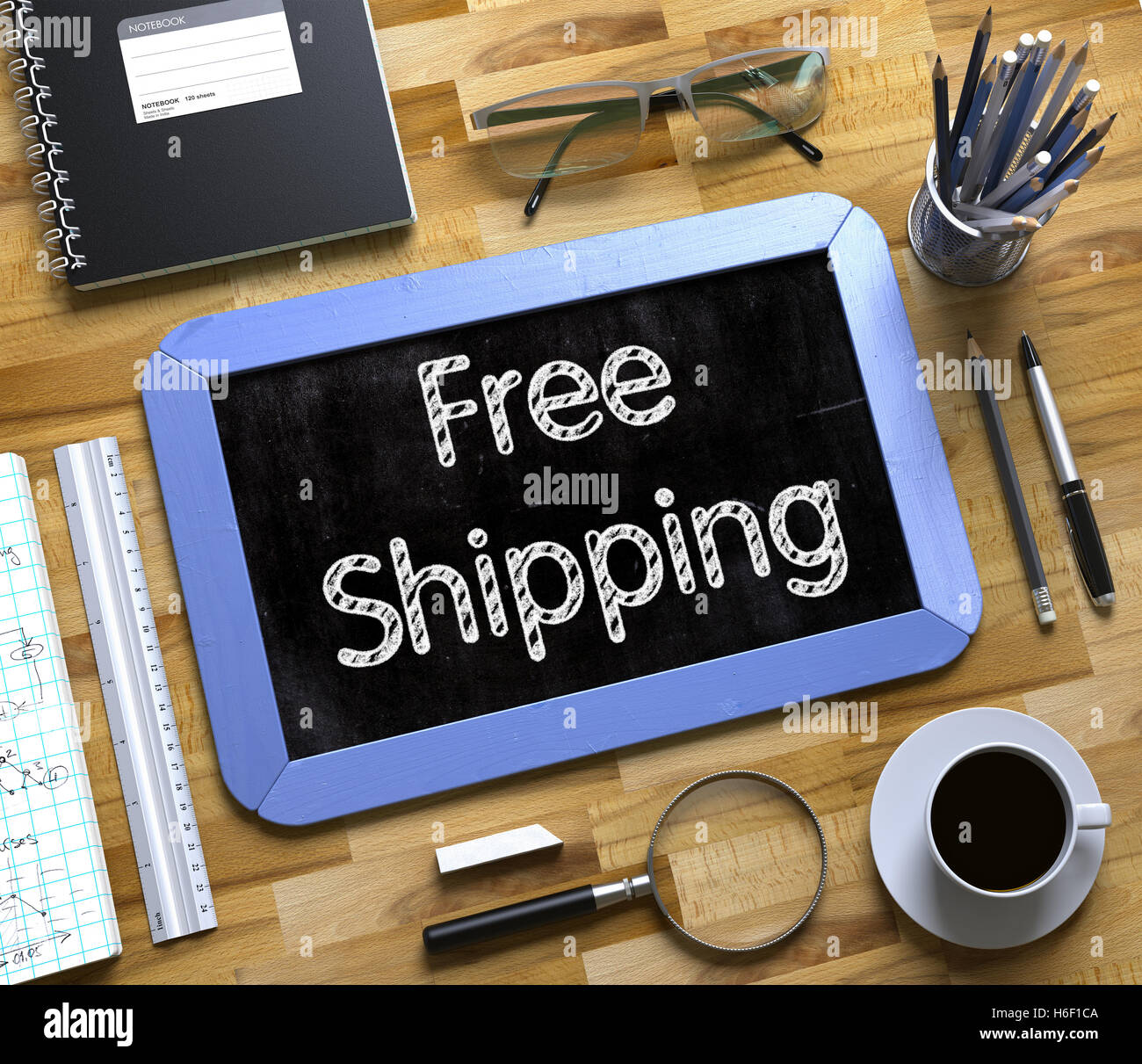 Free Shipping - Text on Small Chalkboard. 3D Stock Photo - Alamy