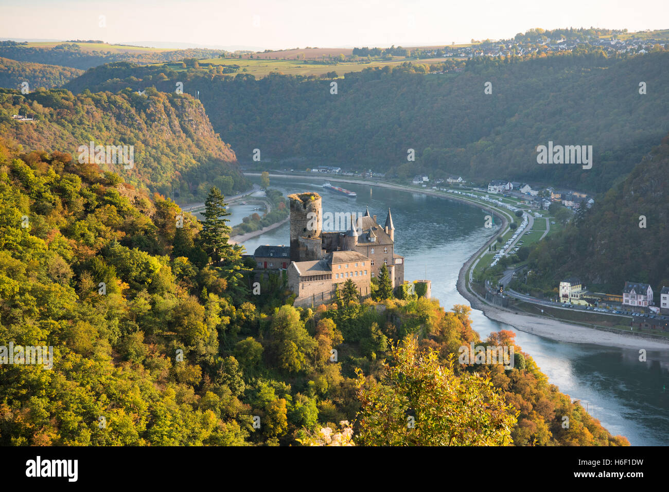 Burg Katz castle above Rhine, Rhineland, Germany Stock Photo - Alamy
