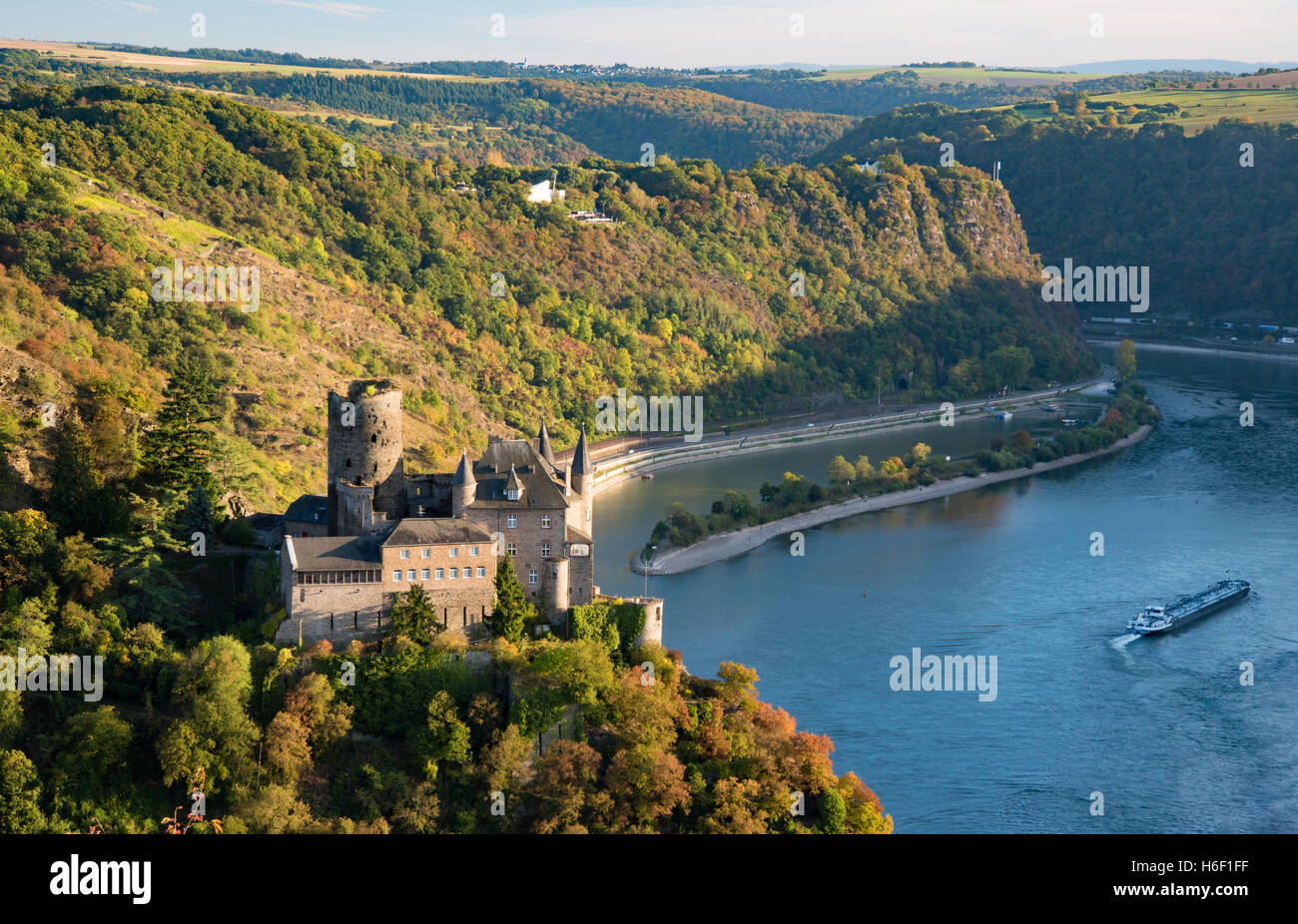 Burg Katz castle above Rhine, Rhineland, Germany Stock Photo - Alamy
