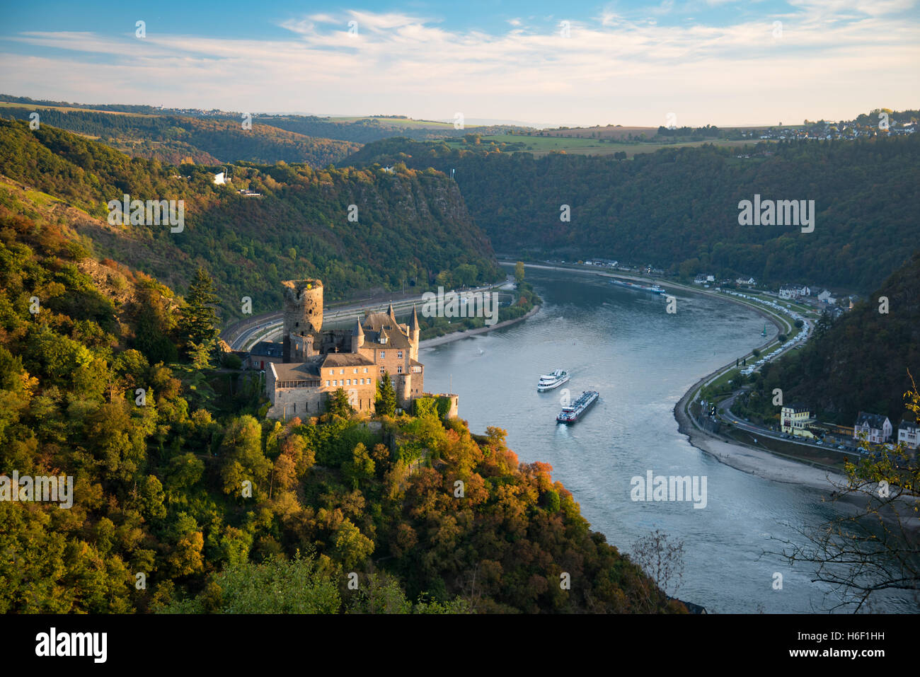 Burg Katz castle above Rhine, Rhineland, Germany Stock Photo - Alamy