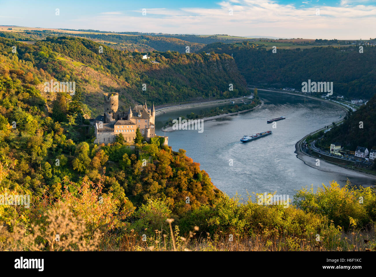 Burg Katz castle above Rhine, Rhineland, Germany Stock Photo - Alamy