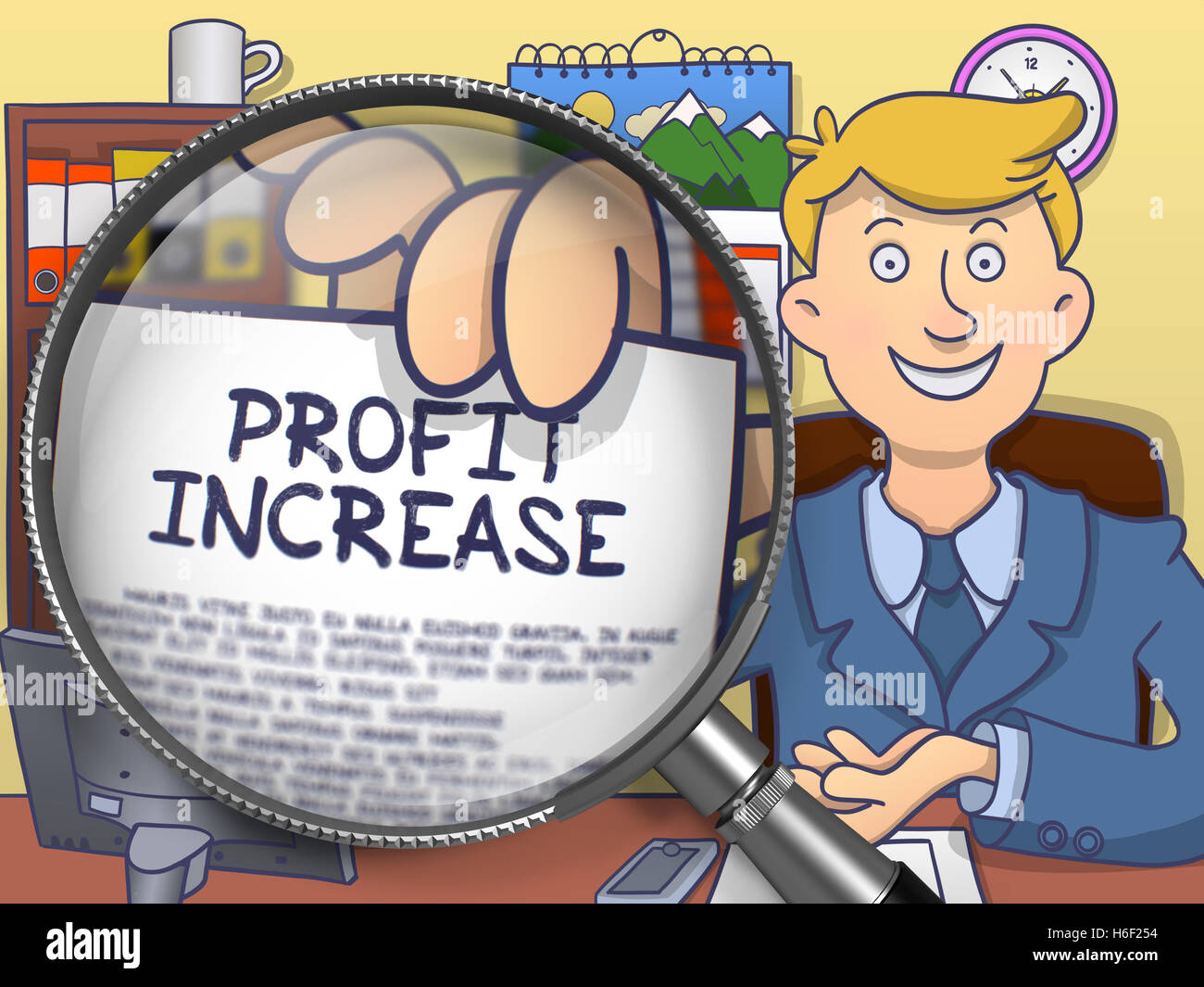 Profit Increase through Lens. Doodle Style Stock Photo - Alamy