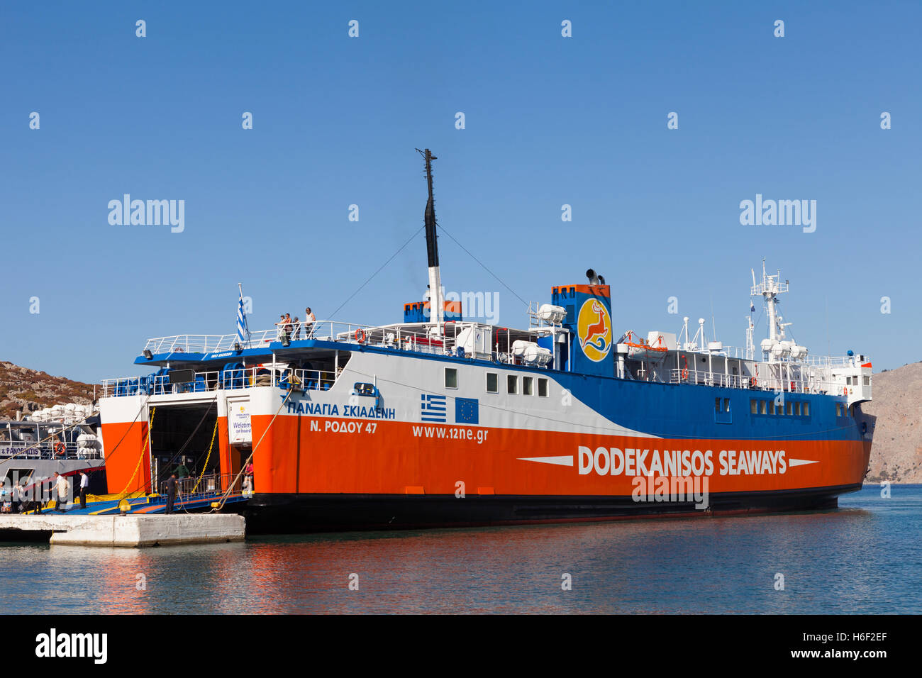 Large passenger ferry at Rodos port Stock Photo - Alamy
