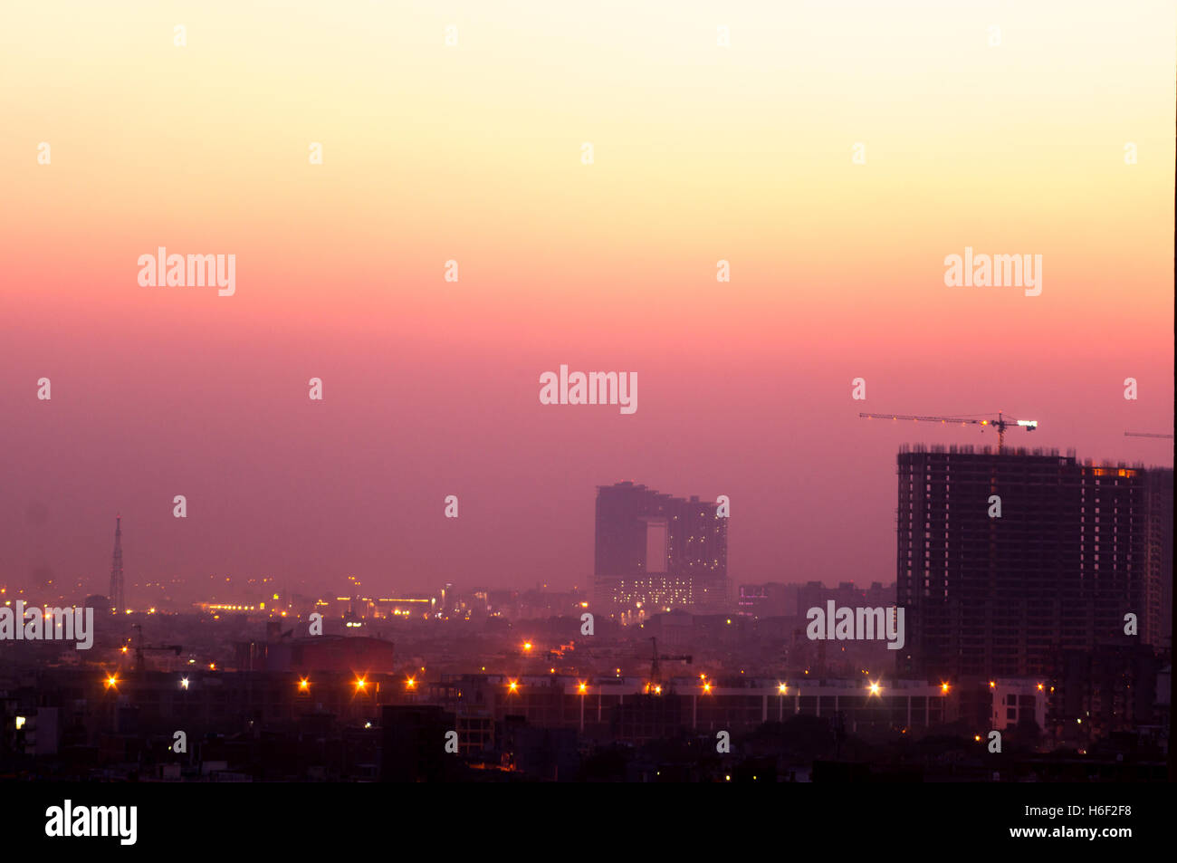 Buildings at dusk in Noida India Stock Photo - Alamy