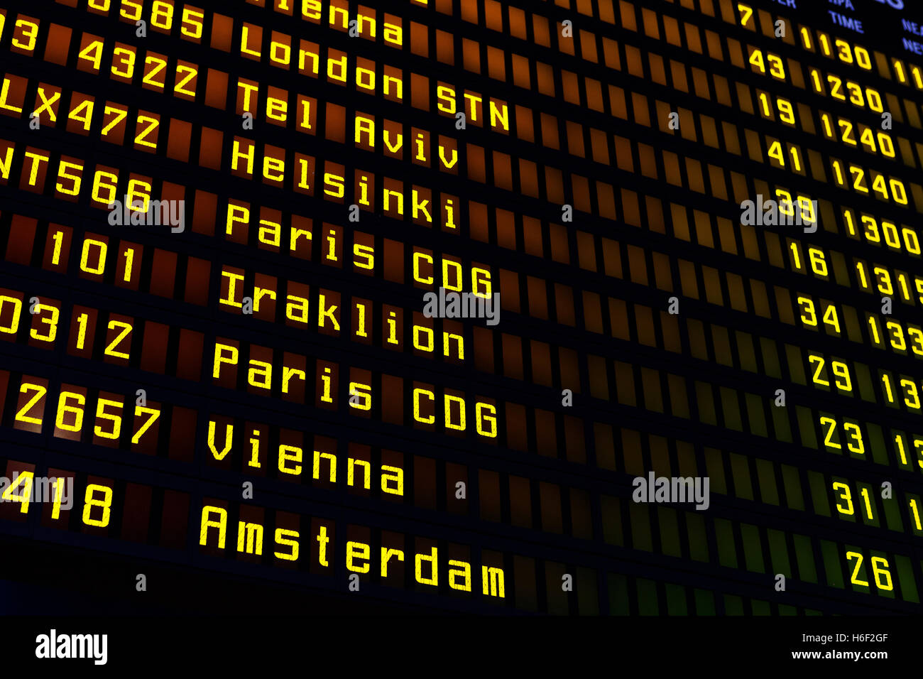 Airport Flight board with departures schedule Stock Photo - Alamy
