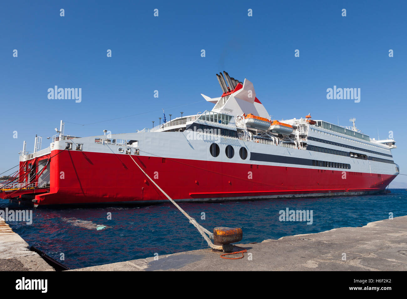 Large passenger ferry at Rodos port Stock Photo - Alamy