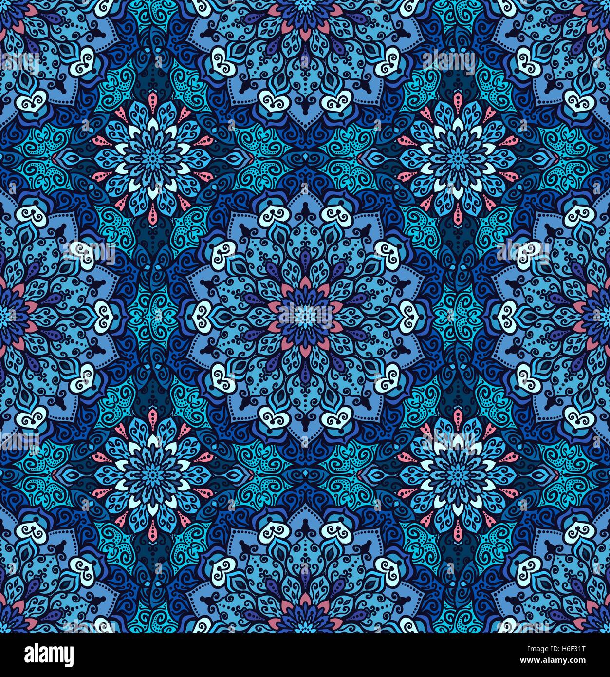 Luxury Blue Pattern Flower Boho Stock Vector Image & Art - Alamy