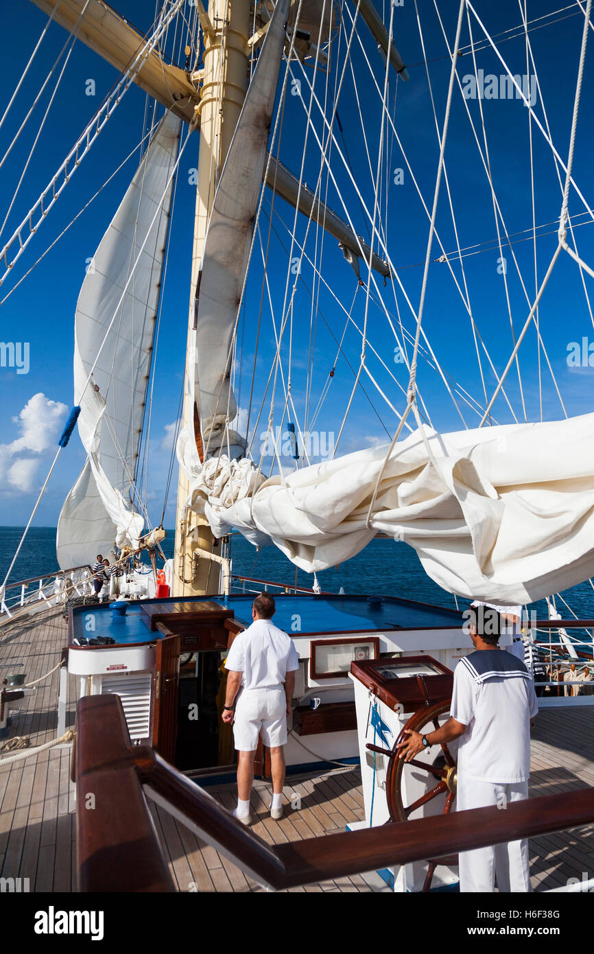 Saling-ship Star Flyer in Polynesia Stock Photo - Alamy