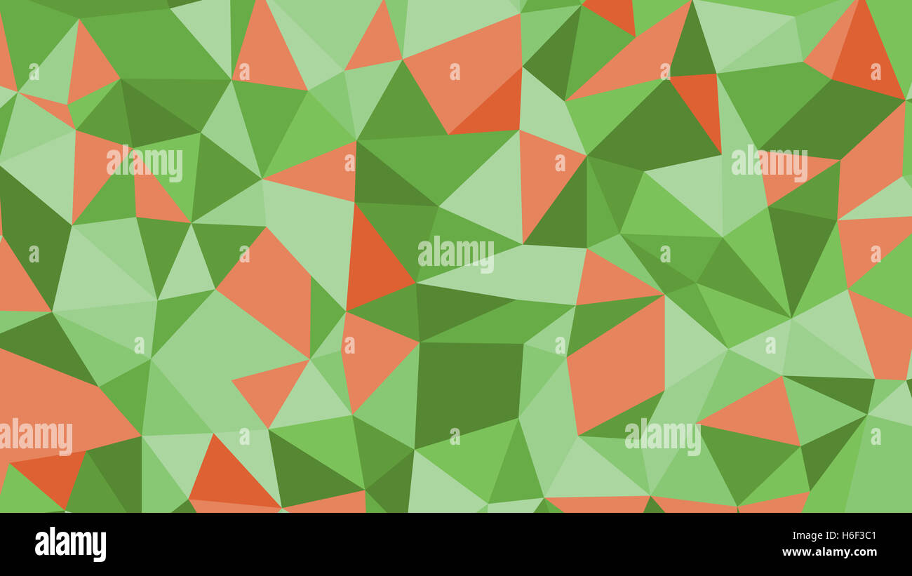 Abstract red green lowploly of many triangles background for use in ...