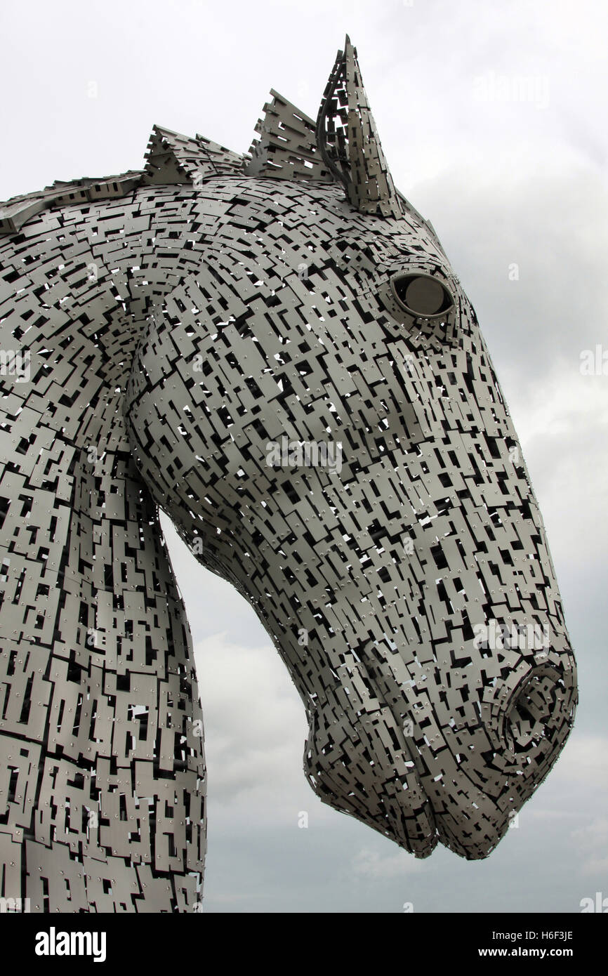 One of the heads of the two huge Kelpie sculptures at Helix Park in ...