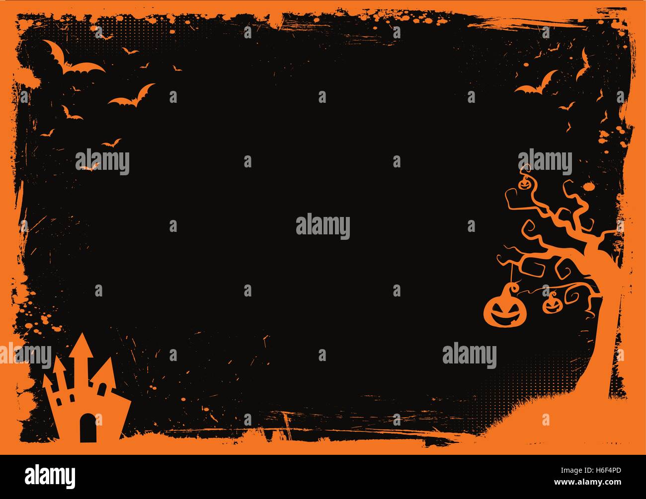 Horizontal Halloween element with border and background template Stock ...