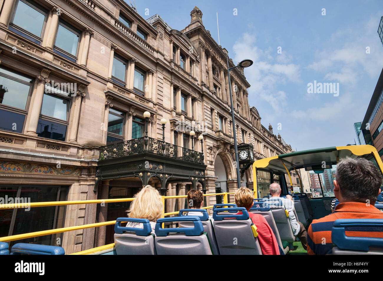 Liverpool architecture from city tour bus, Liverpool, Merseyside ...
