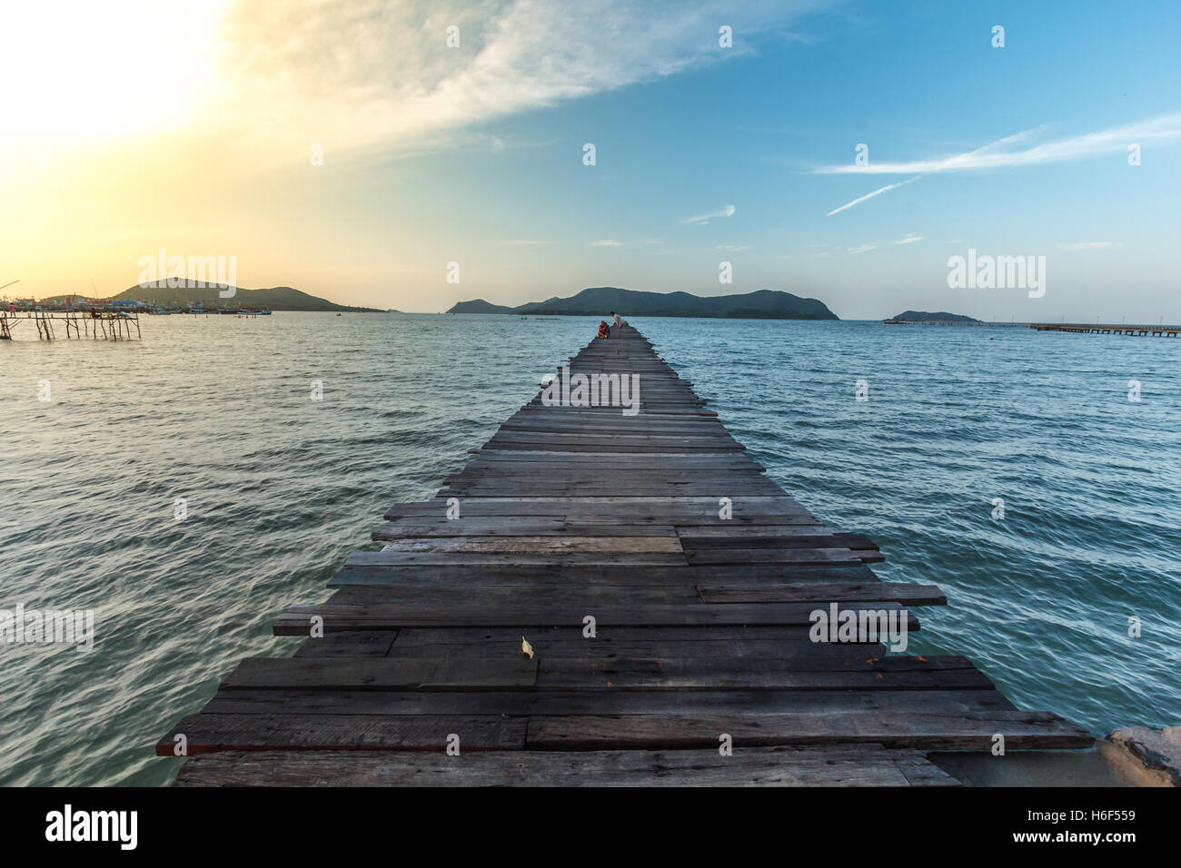 Landscape of Wooded bridge pier Stock Photo - Alamy