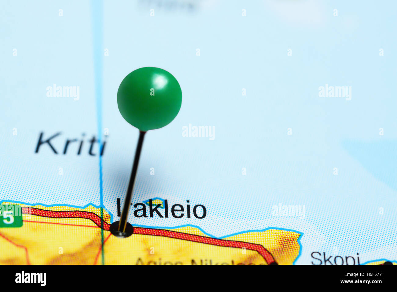 Irakleio pinned on a map of Greece Stock Photo - Alamy