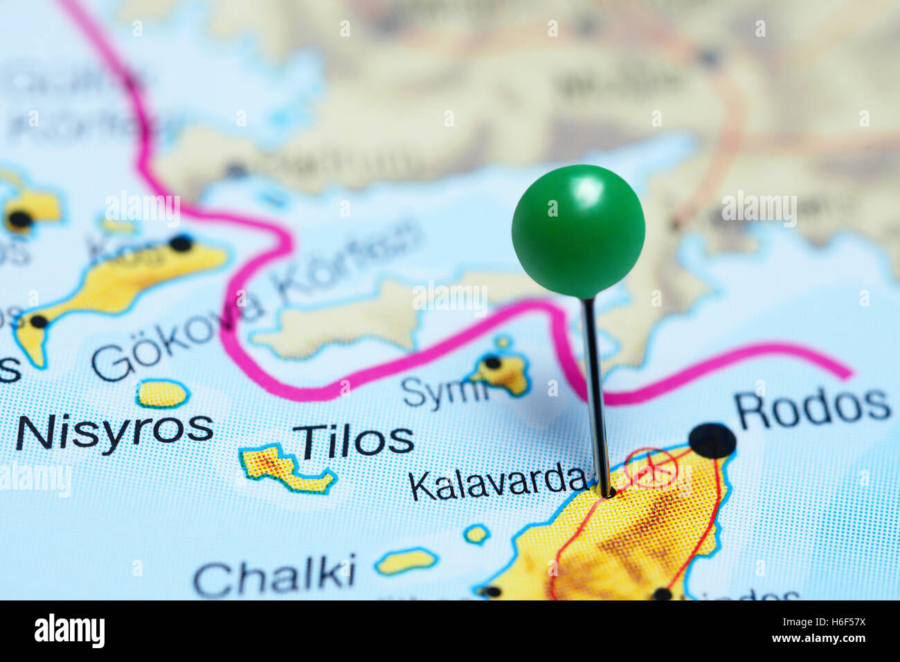Kalavarda pinned on a map of Greece Stock Photo - Alamy