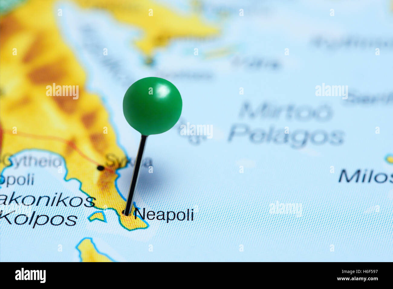 Neapoli pinned on a map of Greece Stock Photo - Alamy
