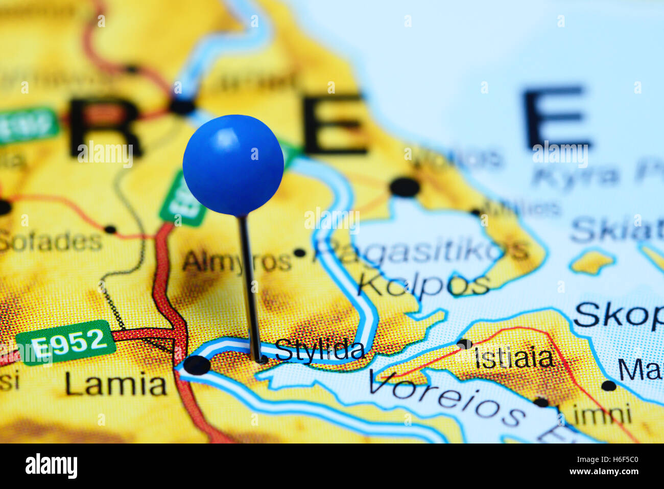 Stylida pinned on a map of Greece Stock Photo - Alamy