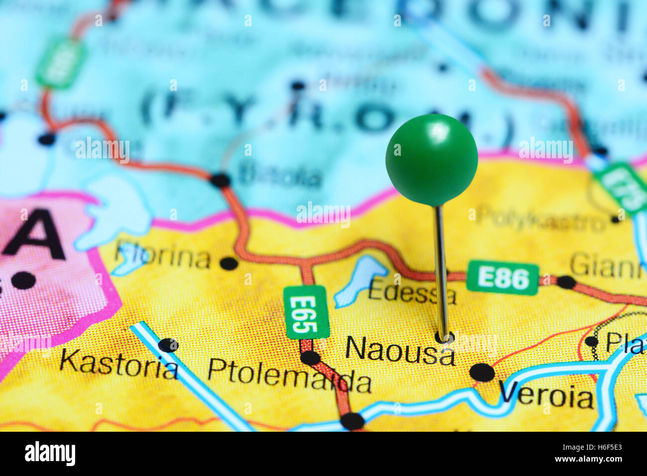 Naousa pinned on a map of Greece Stock Photo - Alamy