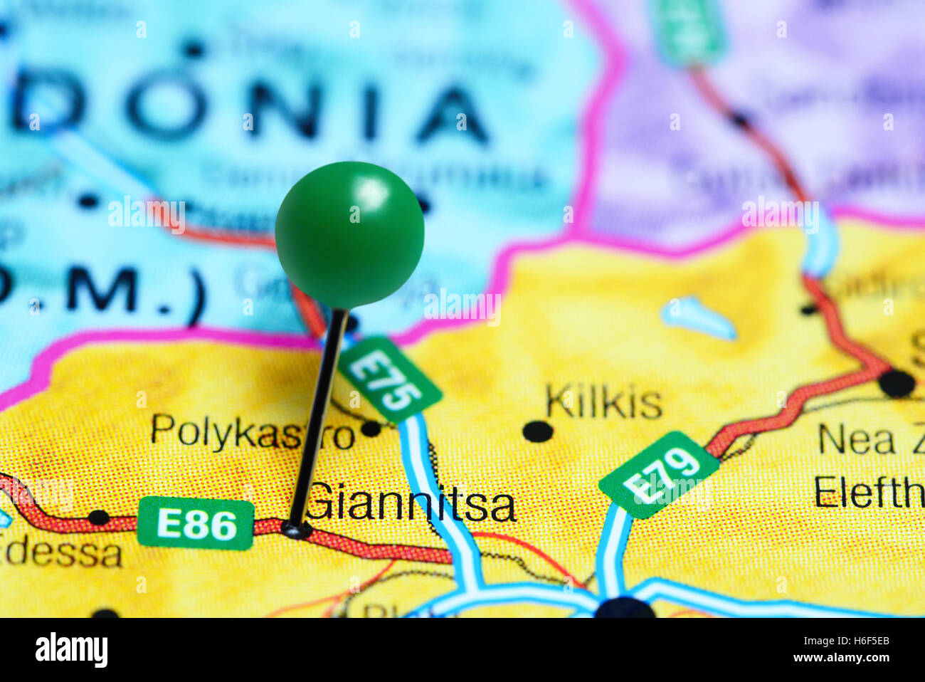 Giannitsa pinned on a map of Greece Stock Photo - Alamy