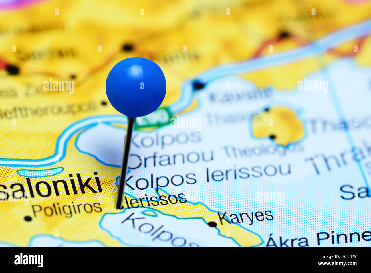 Lerissos pinned on a map of Greece Stock Photo - Alamy