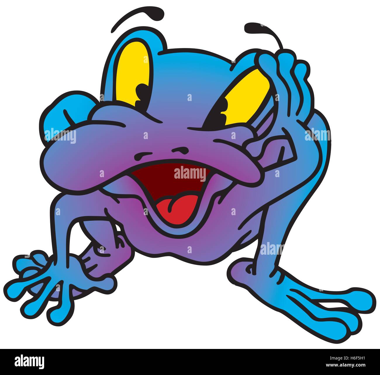 Blue frog cartoon drawing Stock Vector Images - Alamy