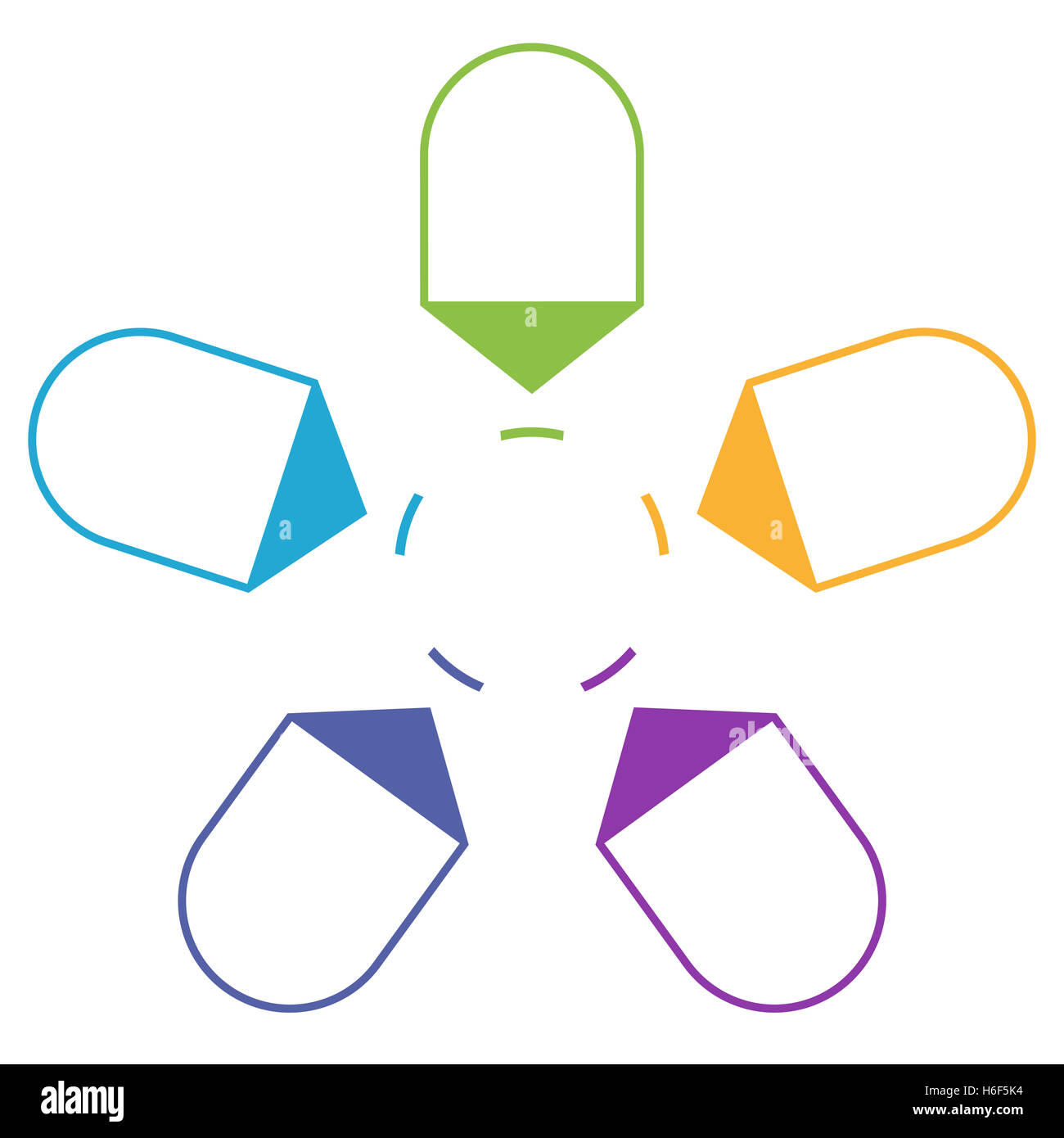 Infographic 5 Positions. Color Arrows arranged in circle, pointing ...
