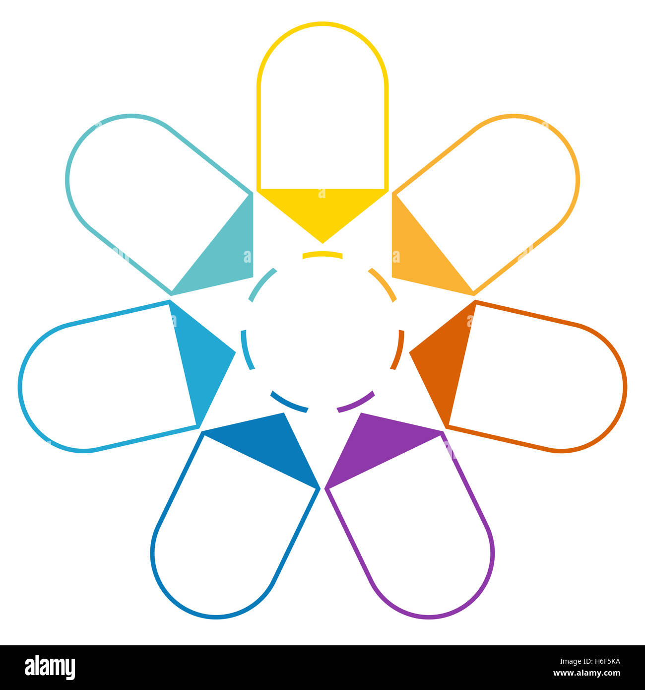 Infographic 7 Positions. Color Arrows arranged in circle, pointing ...