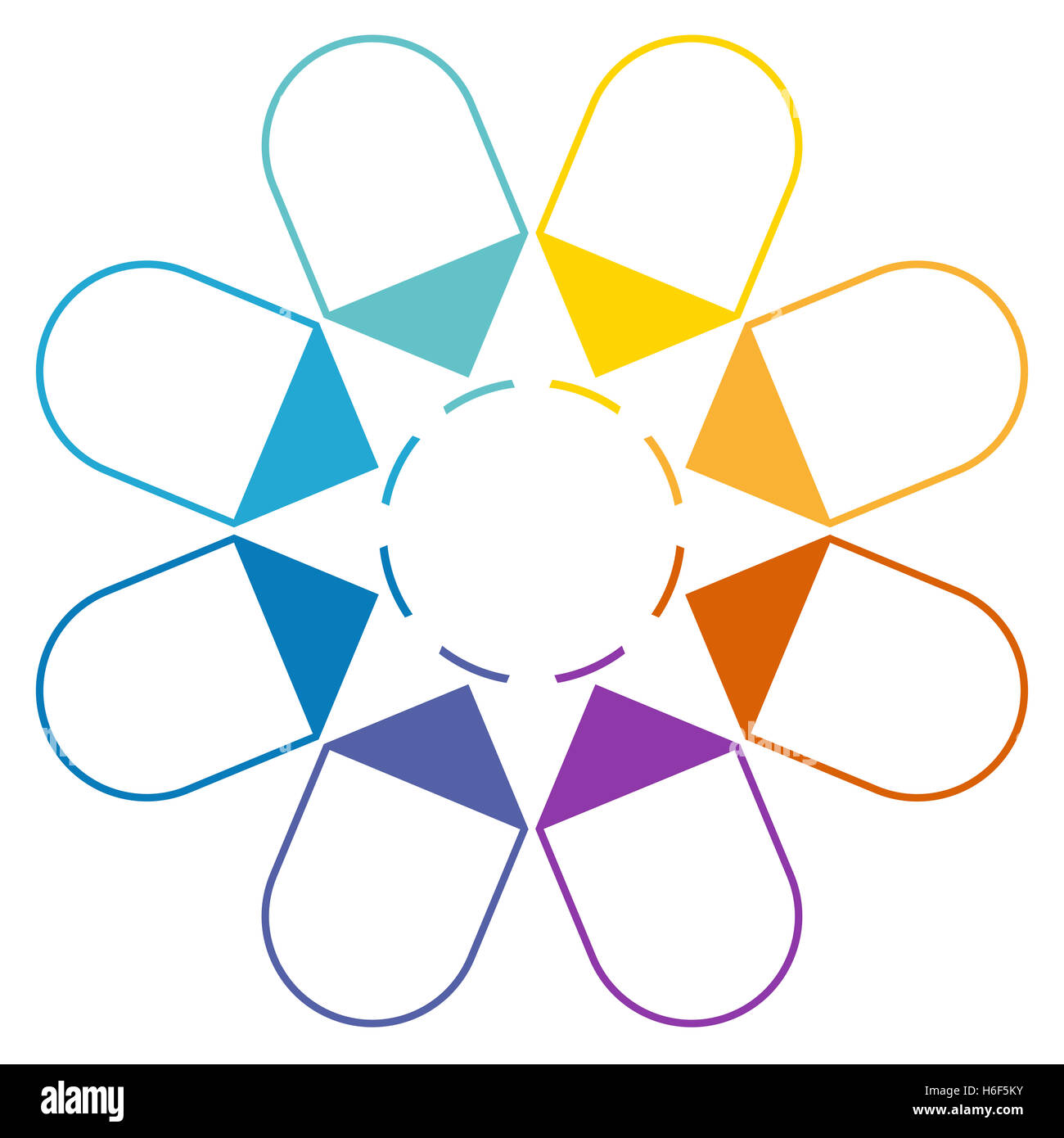 Infographic 8 Positions. Color Arrows arranged in circle, pointing ...