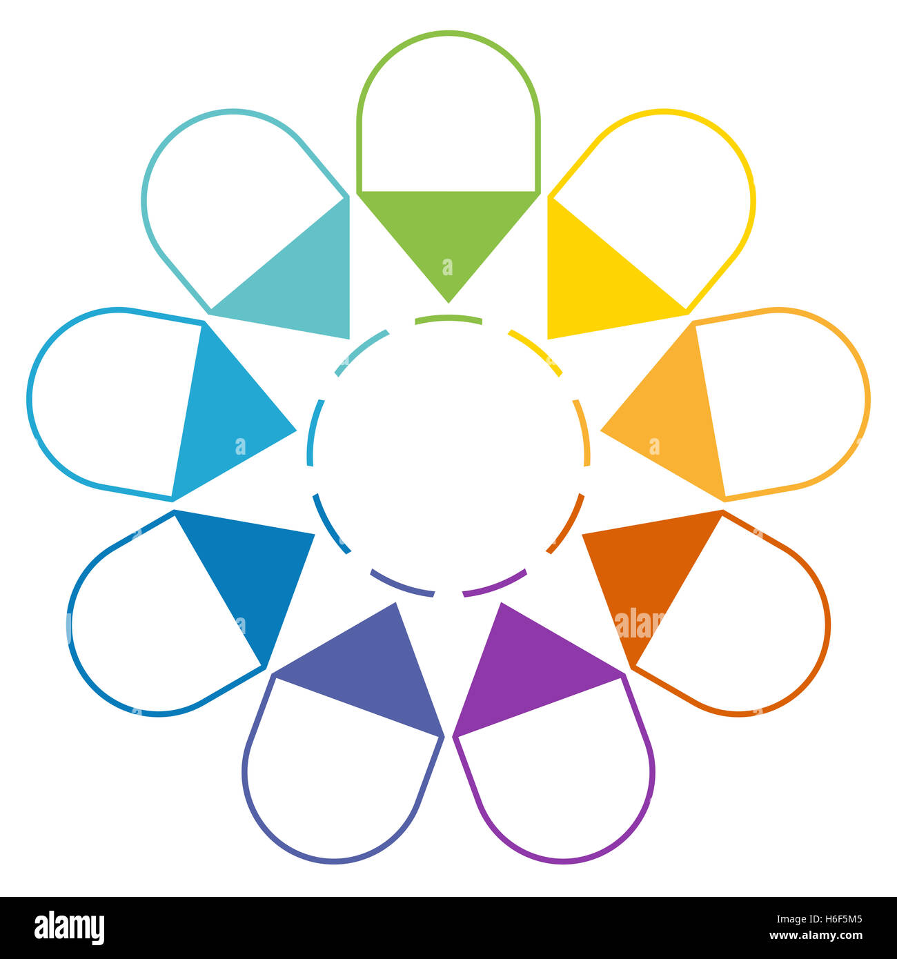 Infographic 9 Positions. Color Arrows arranged in circle, pointing ...