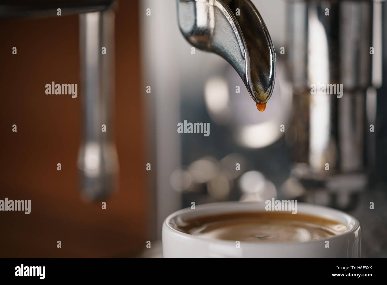 closeup photo of preparing espresso with coffee machine Stock Photo - Alamy