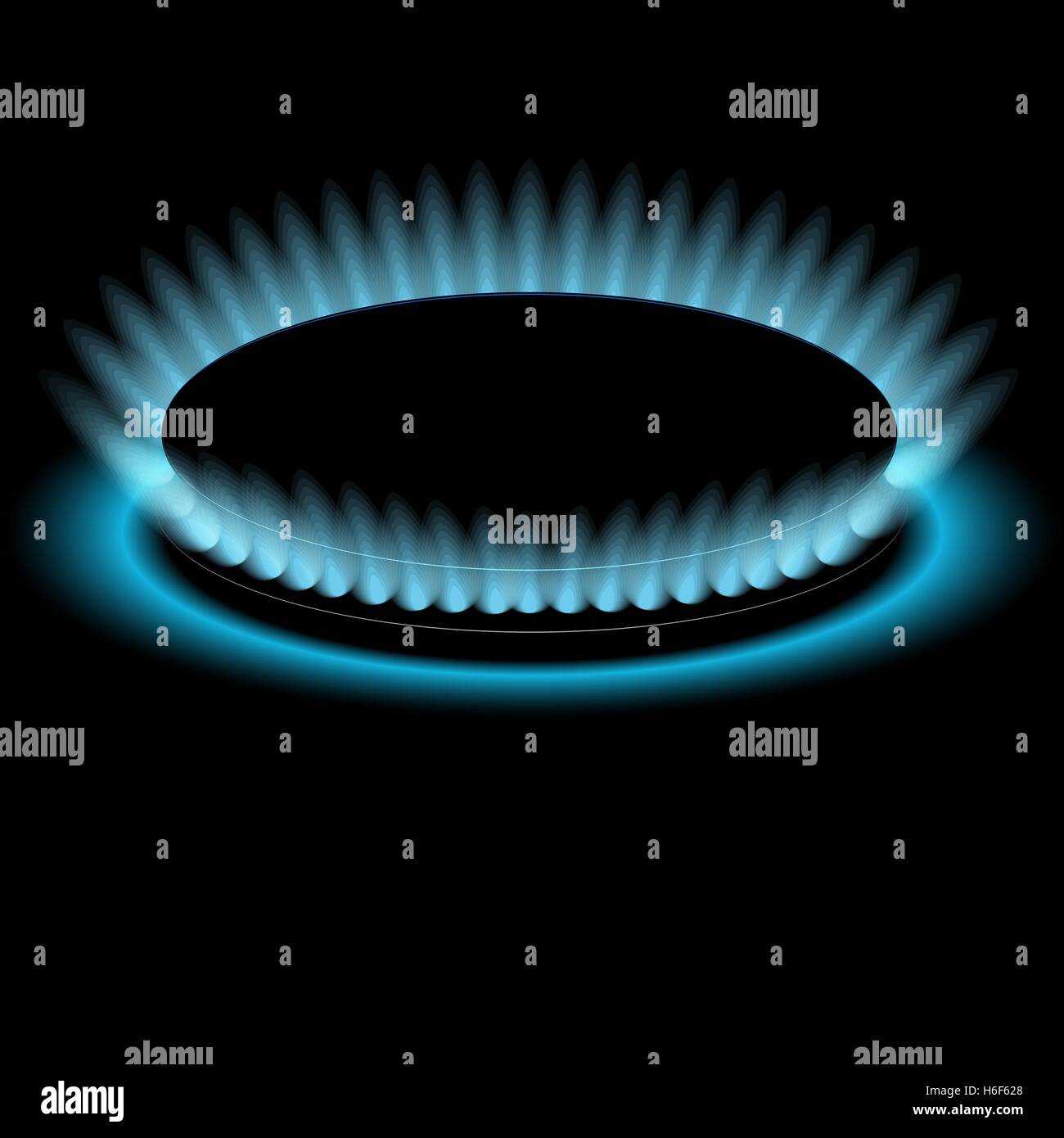 Gas burners, blue flame, vector Dark background Stock Vector Image ...
