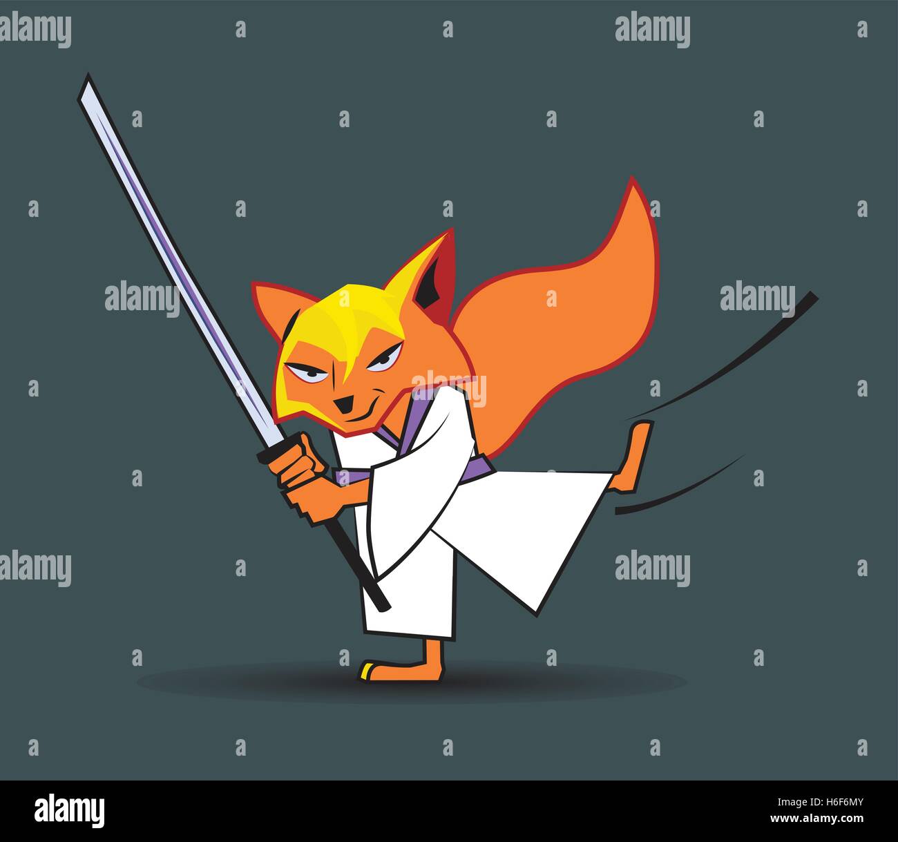 Ninja Fox Character Design Stock Vector Image & Art - Alamy