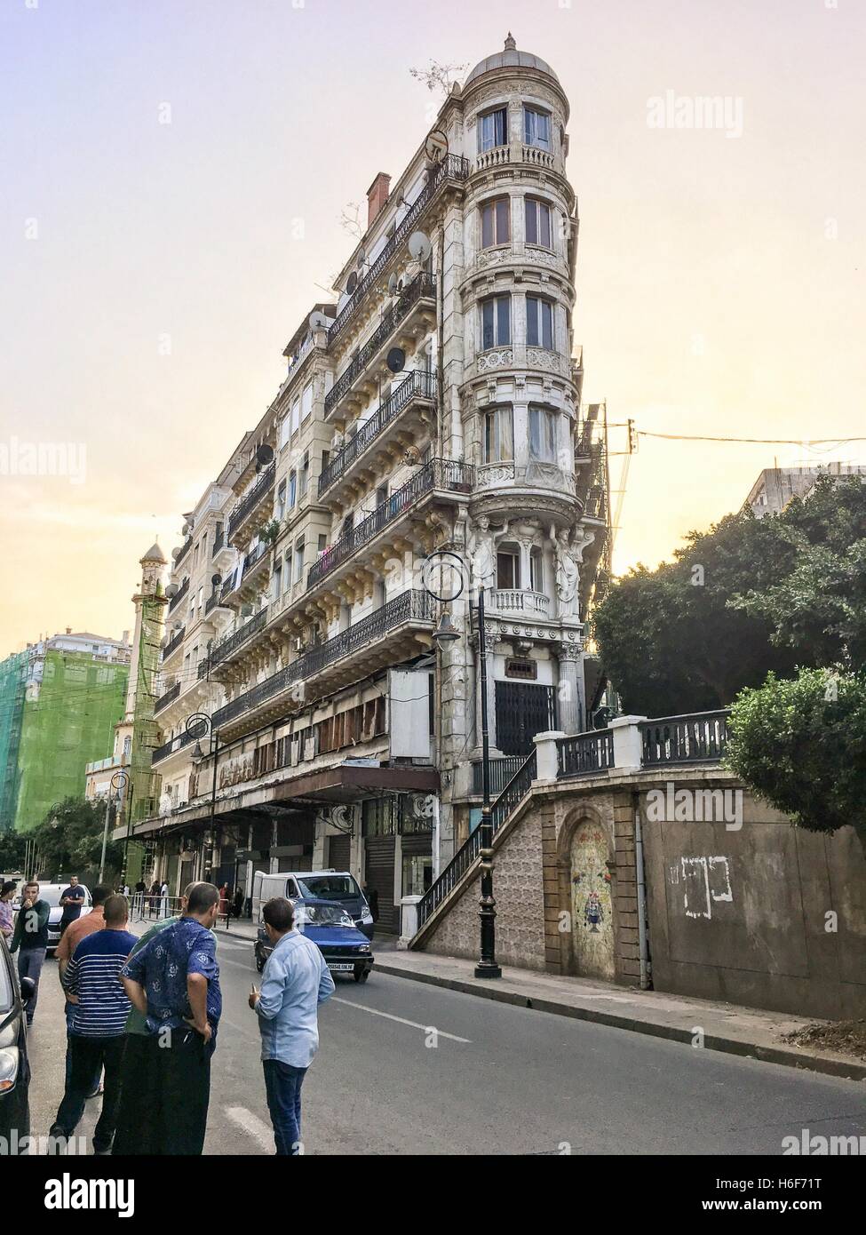 French colonial buildings in Algiers Algeria.Buildings are being ...