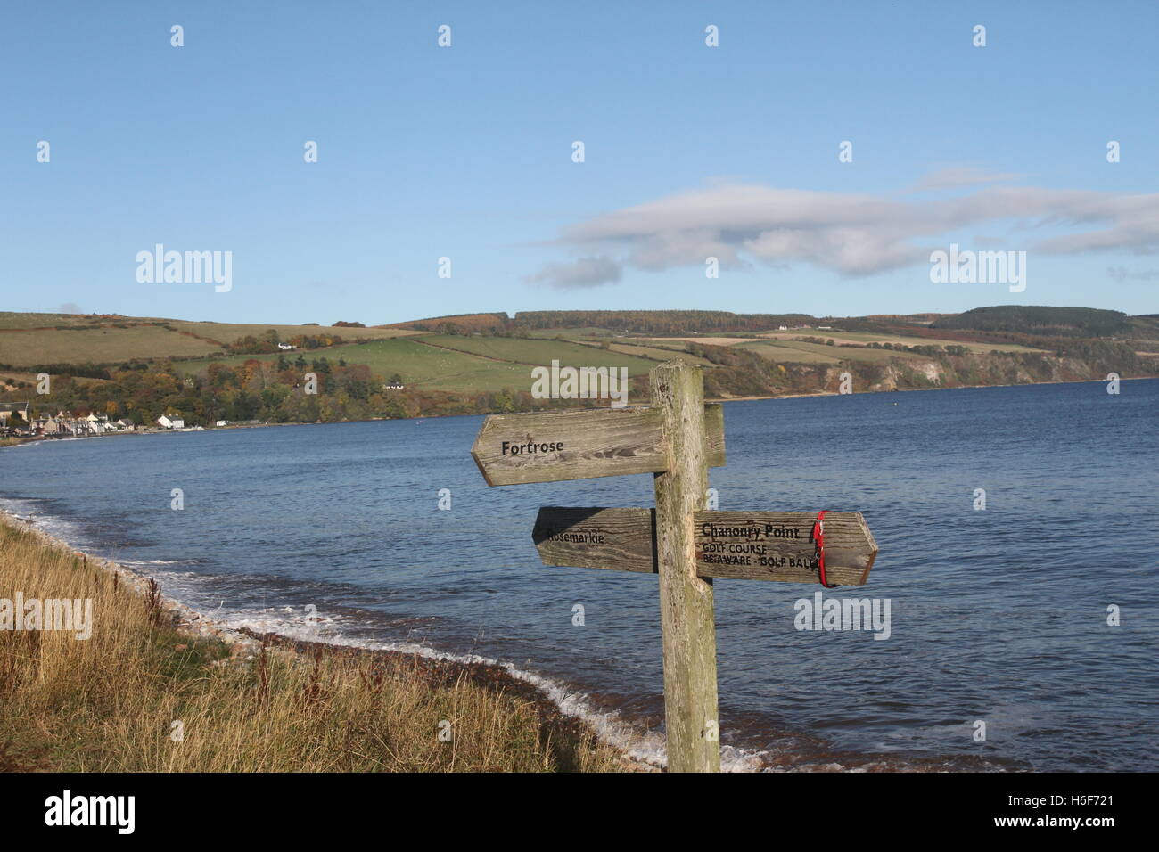 Coastal path sign near Rosemarkie Black Isle Scotland November 2013 ...