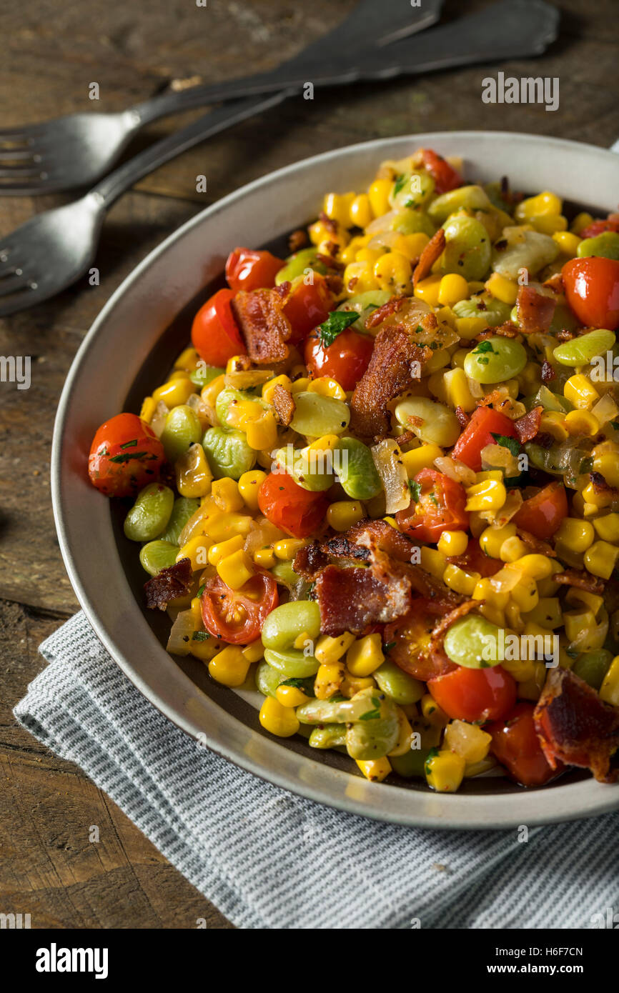 Homemade Succotash with Lima Beans Corn and Bacon Stock Photo - Alamy