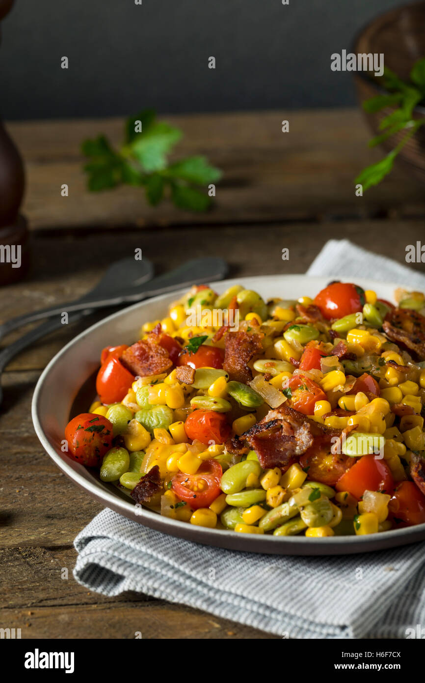 Homemade Succotash with Lima Beans Corn and Bacon Stock Photo - Alamy